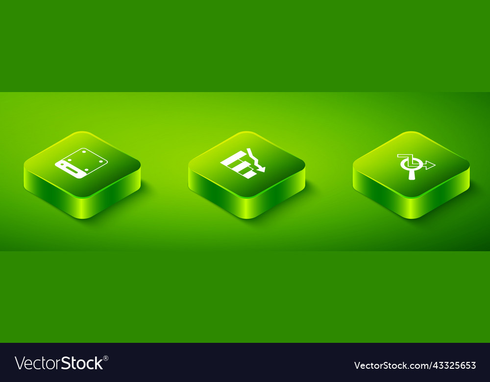 Set isometric financial growth decrease search Vector Image