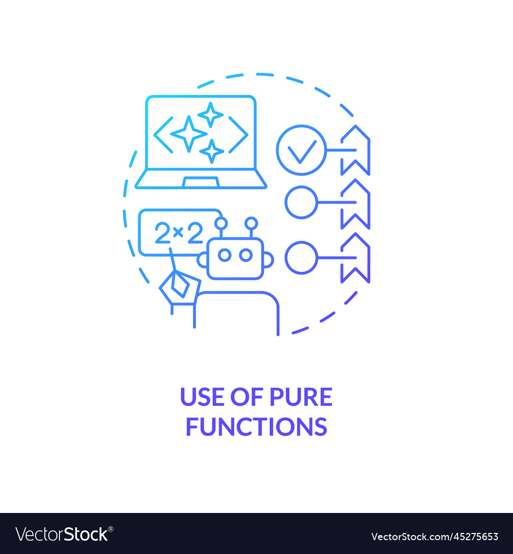 Use Of Pure Functions Blue Gradient Concept Icon Vector Image