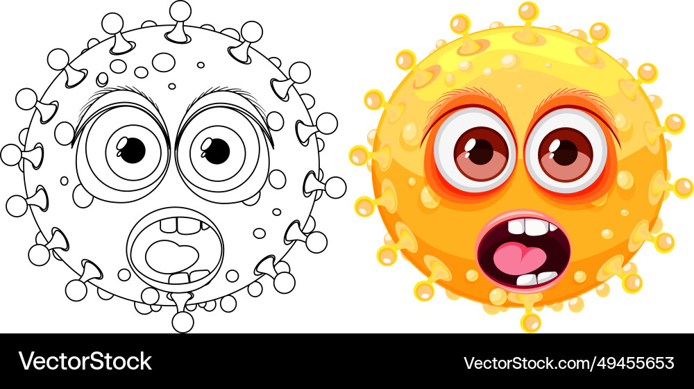 Yellow bacteria germ virus monster cartoon Vector Image