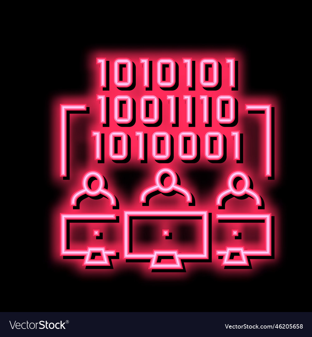 Coding teamwork neon glow icon Royalty Free Vector Image Coding teamwork neon glow icon Royalty Free Vector Image