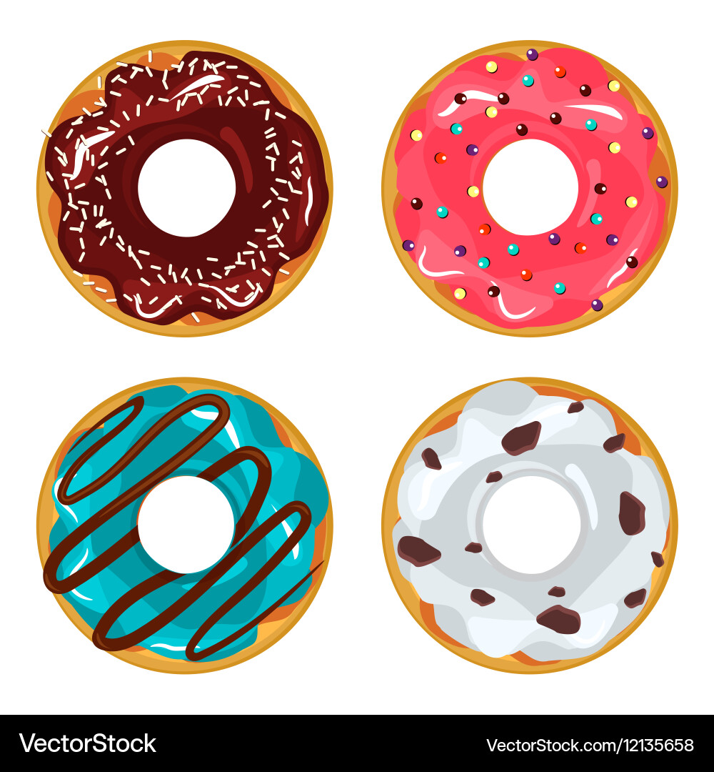 Collection of glazed colored donuts Royalty Free Vector
