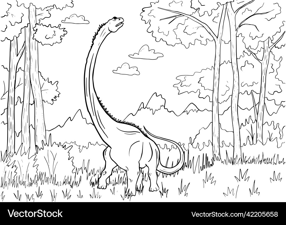 Dinosaur coloring page for education and fun Vector Image
