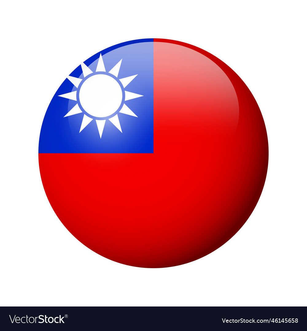 Glossy circle badge flag of taiwan Royalty Free Vector Image Glossy circle badge flag of taiwan Royalty Free Vector Image