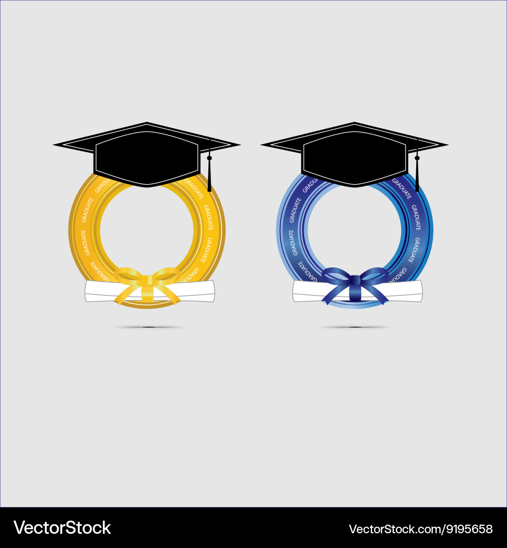 Graduating design with gold and blue Royalty Free Vector