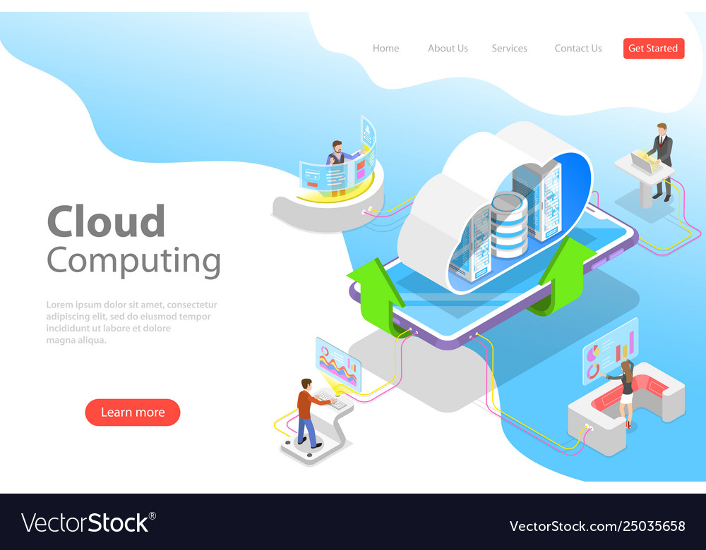 Isometric flat landing page template of Royalty Free Vector