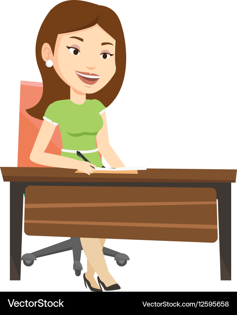 Journalist writing in notebook with pencil Vector Image