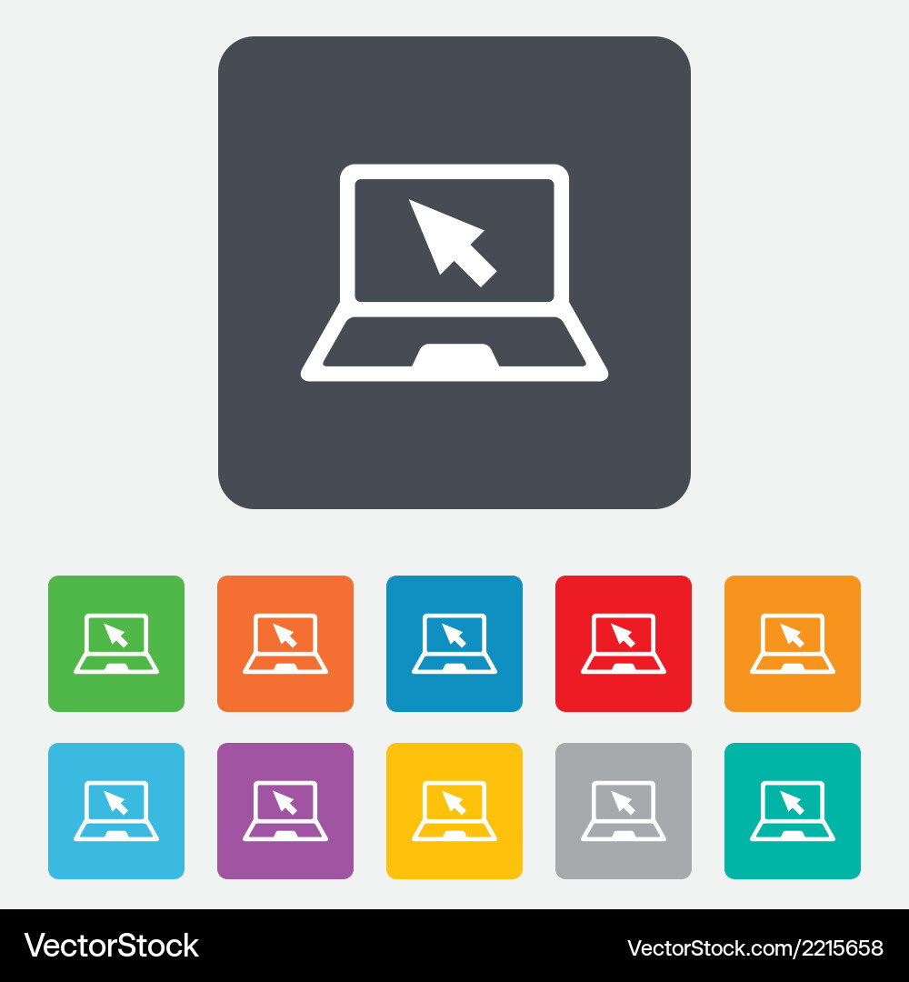 Laptop sign icon notebook pc with cursor symbol Vector Image