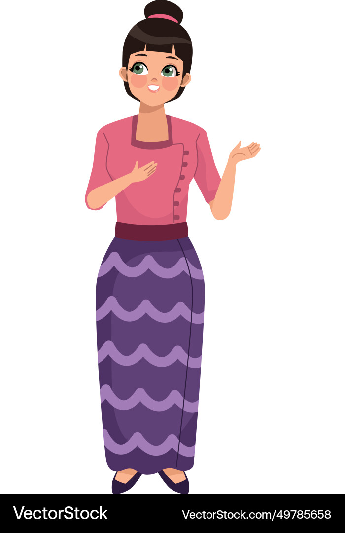 Myanmar woman character Royalty Free Vector Image