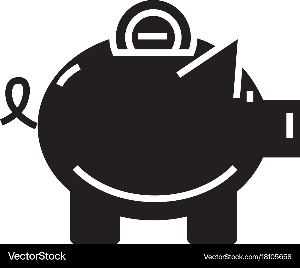 Piggy icon black sign Royalty Free Vector Image