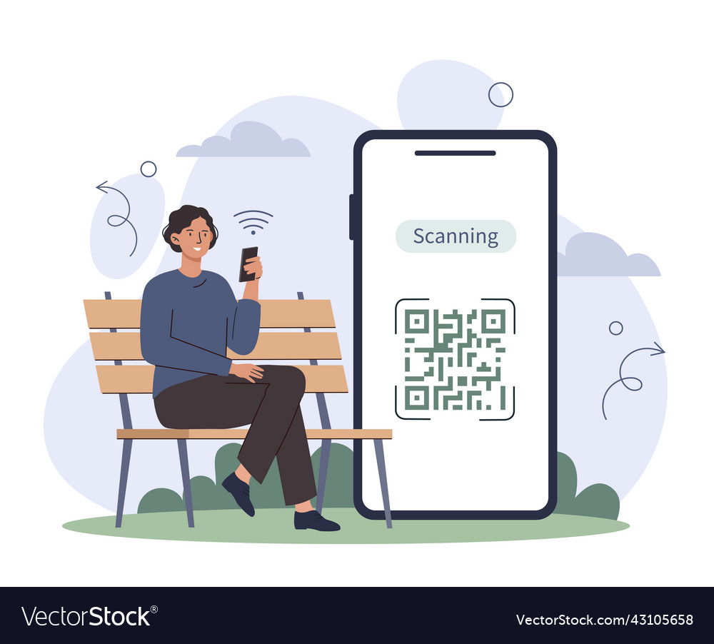 Qr code on screen Royalty Free Vector Image - VectorStock