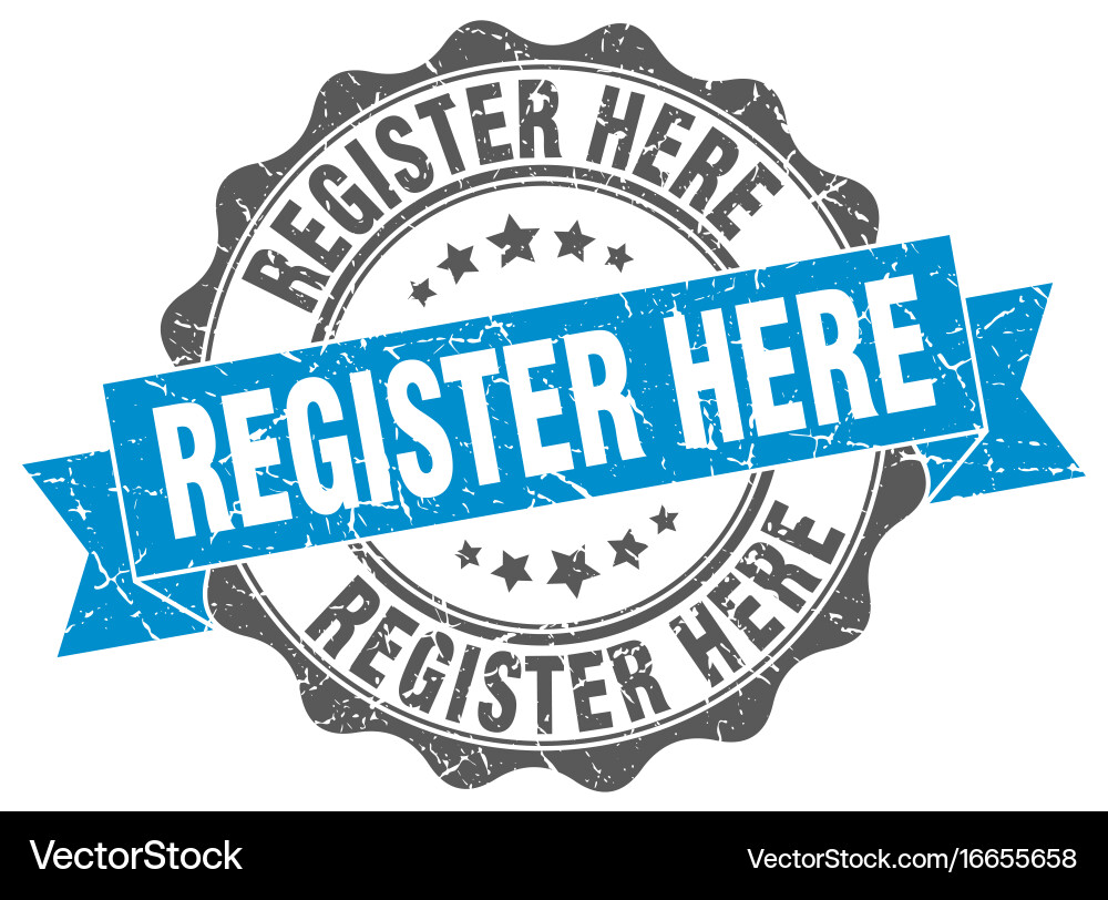 Register here stamp sign seal Royalty Free Vector Image