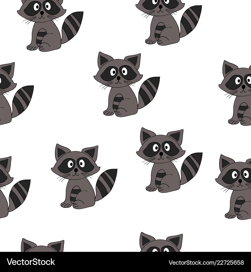 Seamless pattern with animal gray raccoon Vector Image
