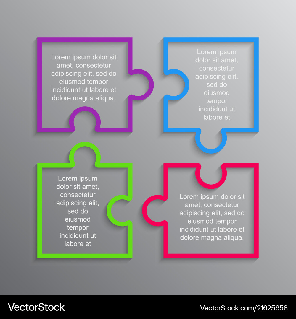 The puzzle infographics square four steps puzzle Vector Image