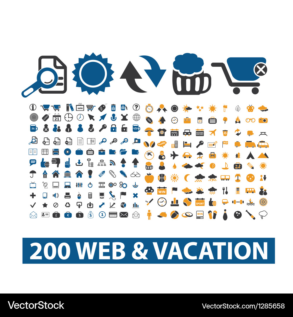 Web Vacation Icons Collection Royalty Free Vector Image