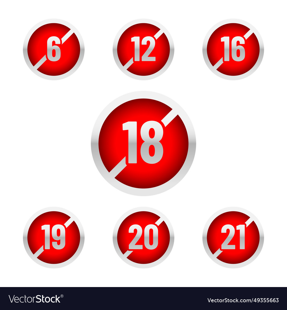 Age restriction icon set recommended limit Vector Image