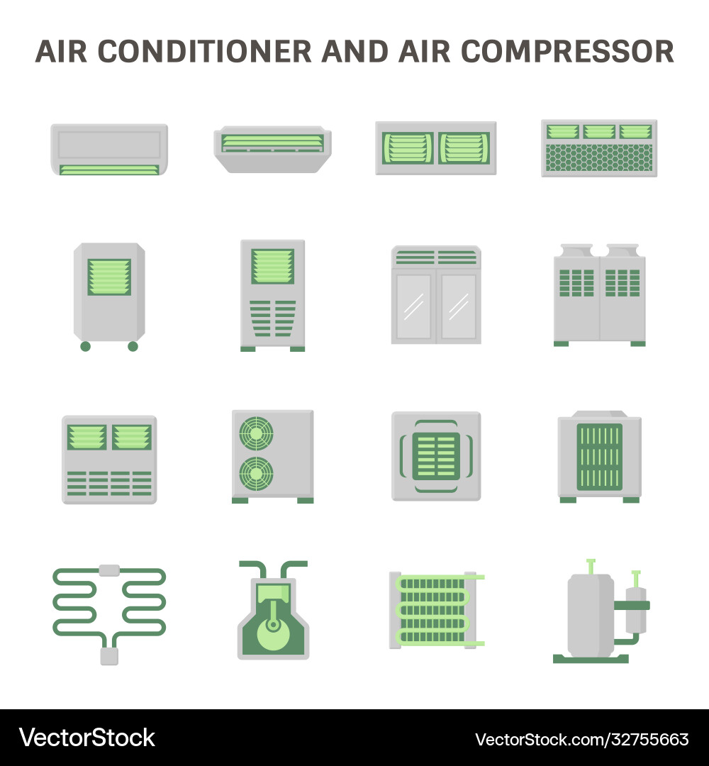 Air conditioner and air compressor part hvac Vector Image