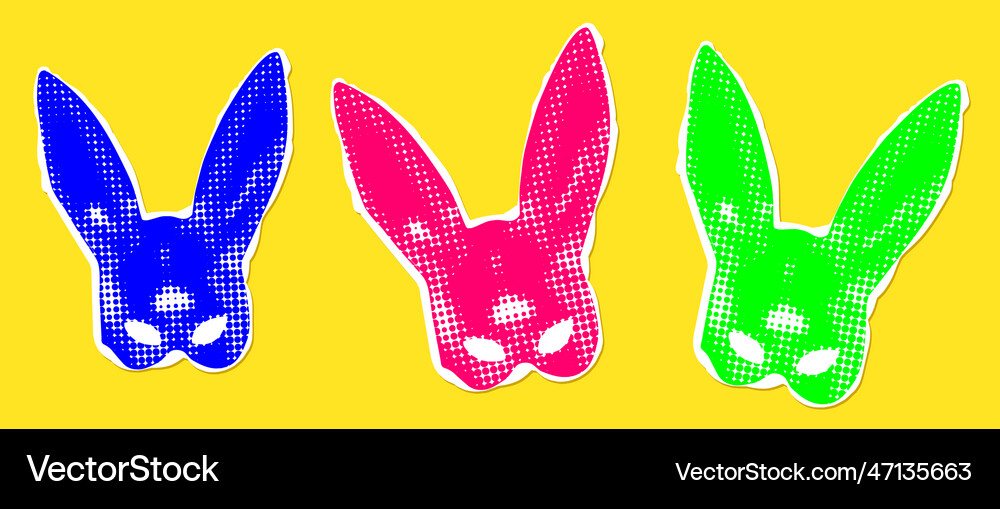 Art collages with rabbit mask in abstract pop Vector Image