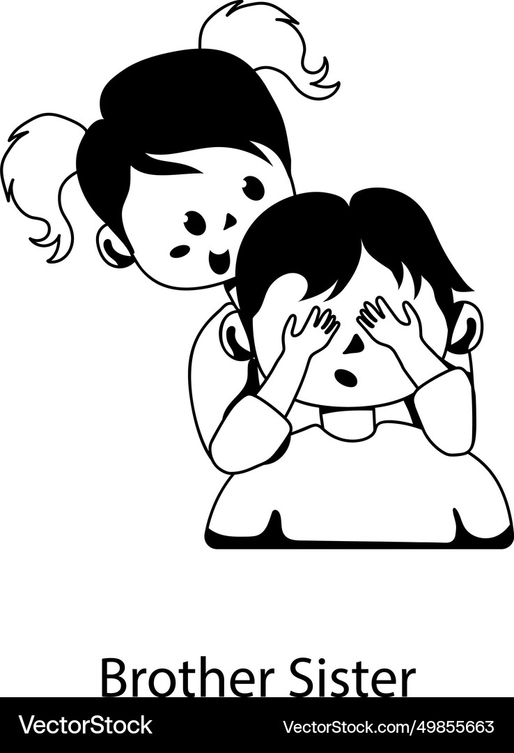 Brother and Sister Glyph Icon Royalty Free Vector Image