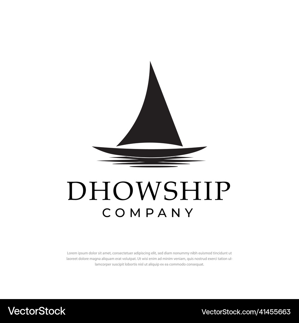 Dhow logo design silhouette traditional sailboat Vector Image