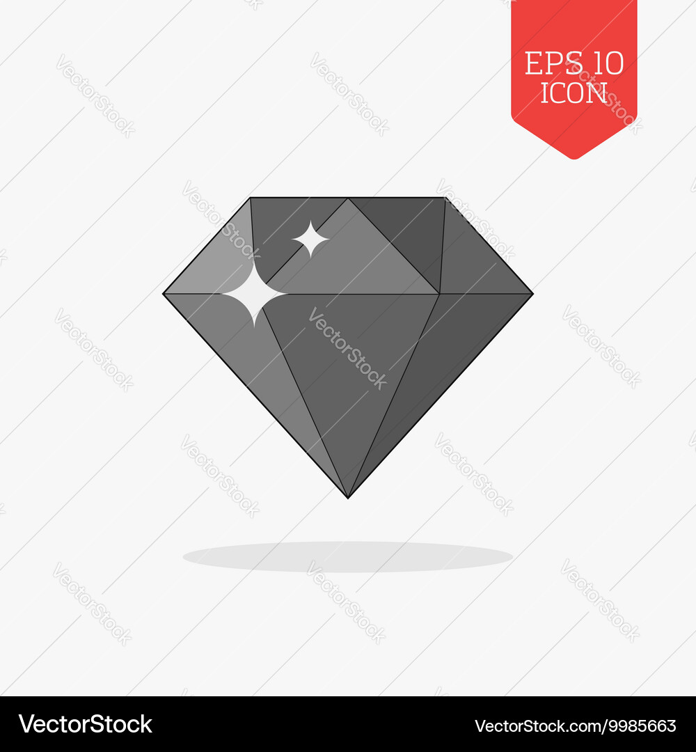 Diamond gem icon flat design gray color symbol Vector Image