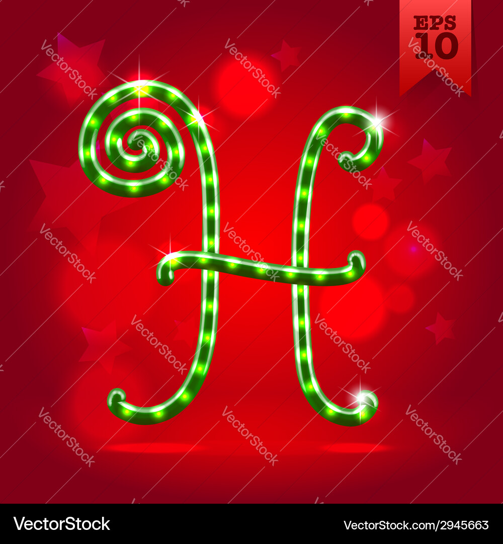 Electric green garland year abc Royalty Free Vector Image