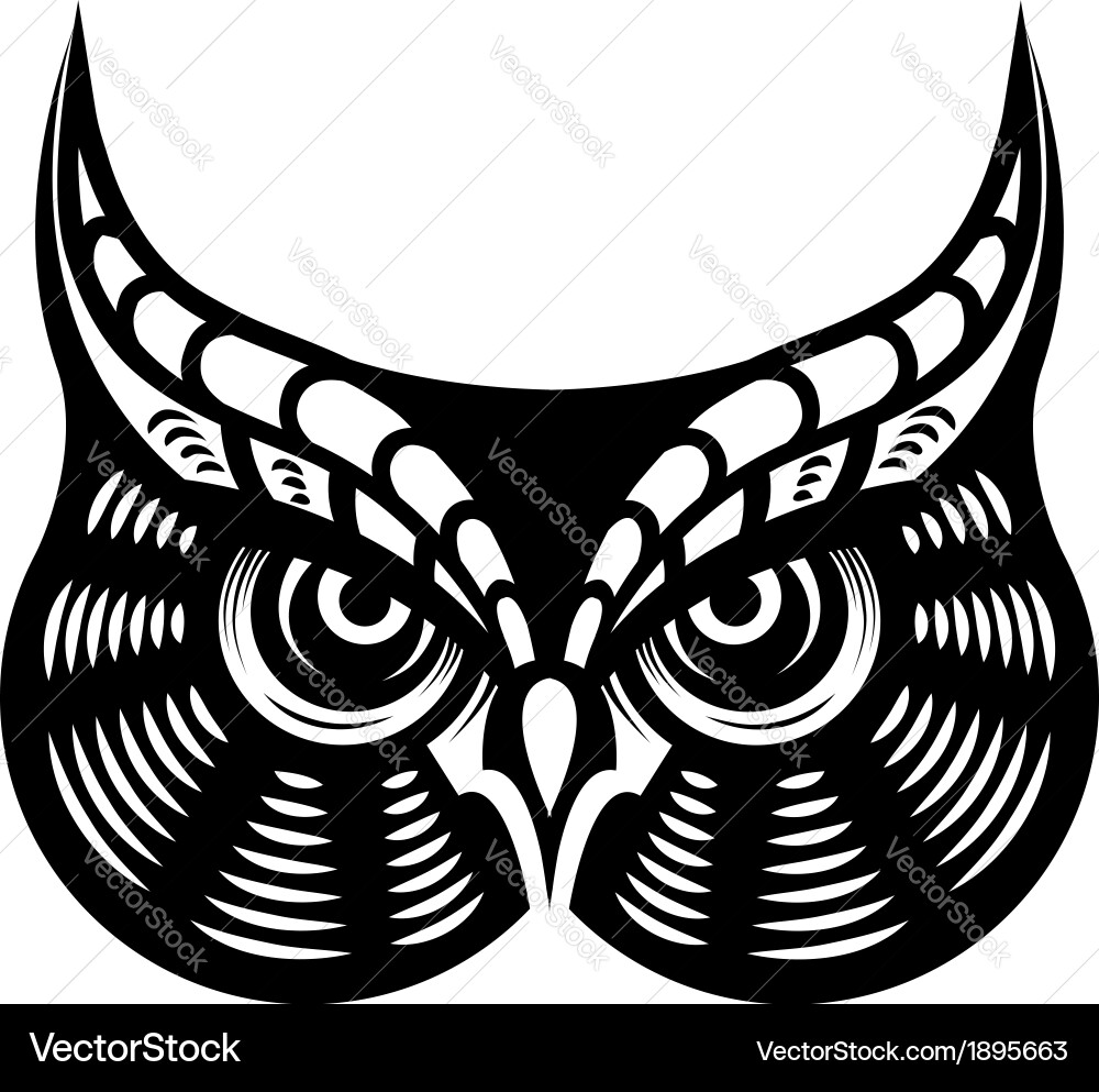 Fierce looking horned owl Royalty Free Vector Image