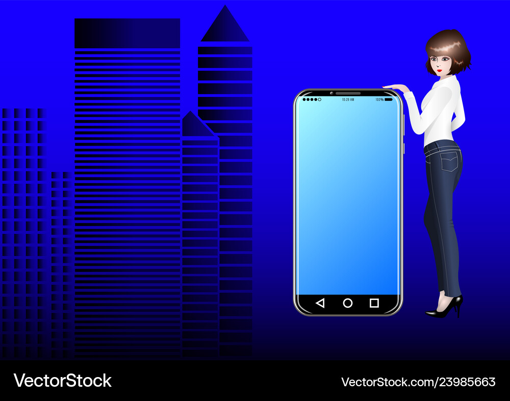 Girl with the mobile phone Royalty Free Vector Image