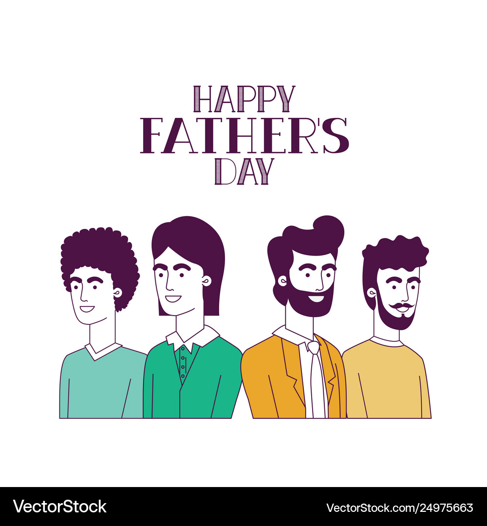Happy fathers day card with dads characters Vector Image