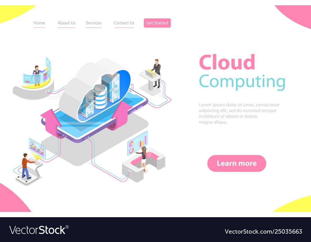 Isometric flat landing page template of Royalty Free Vector