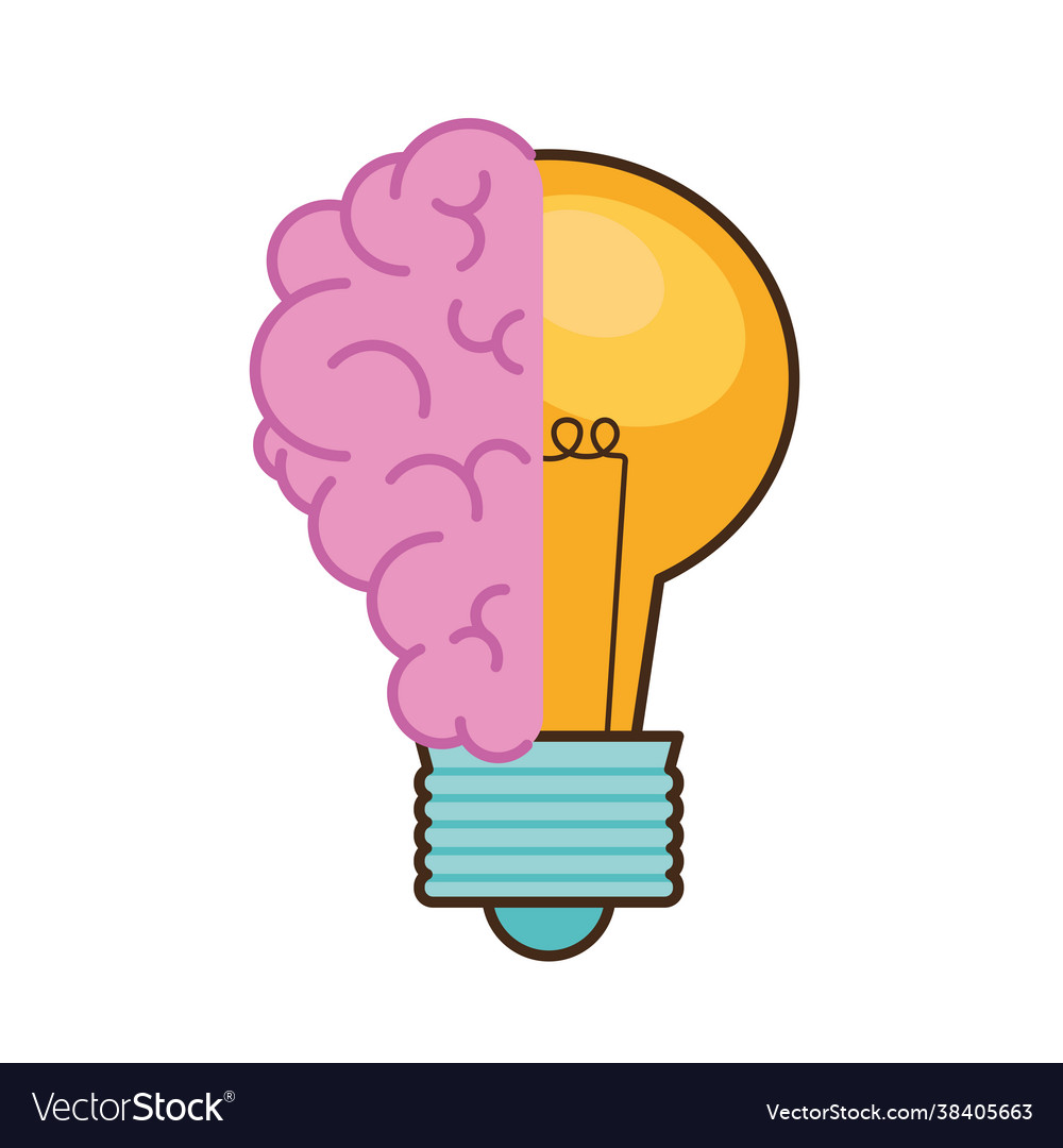 Light bulb with brain Royalty Free Vector Image
