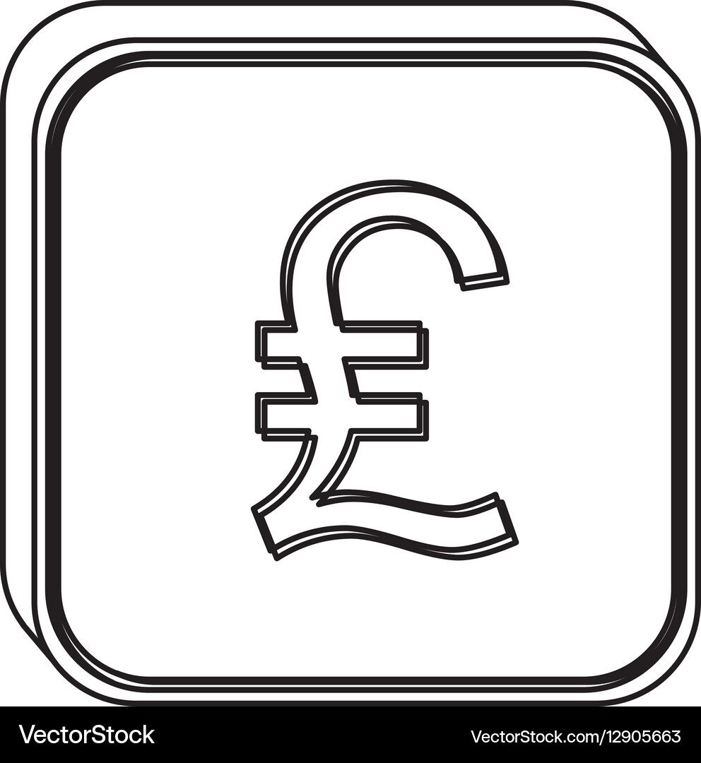 Monochrome square contour with currency symbol Vector Image