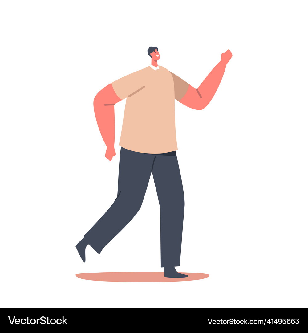 Positive fashioned man walking single male Vector Image