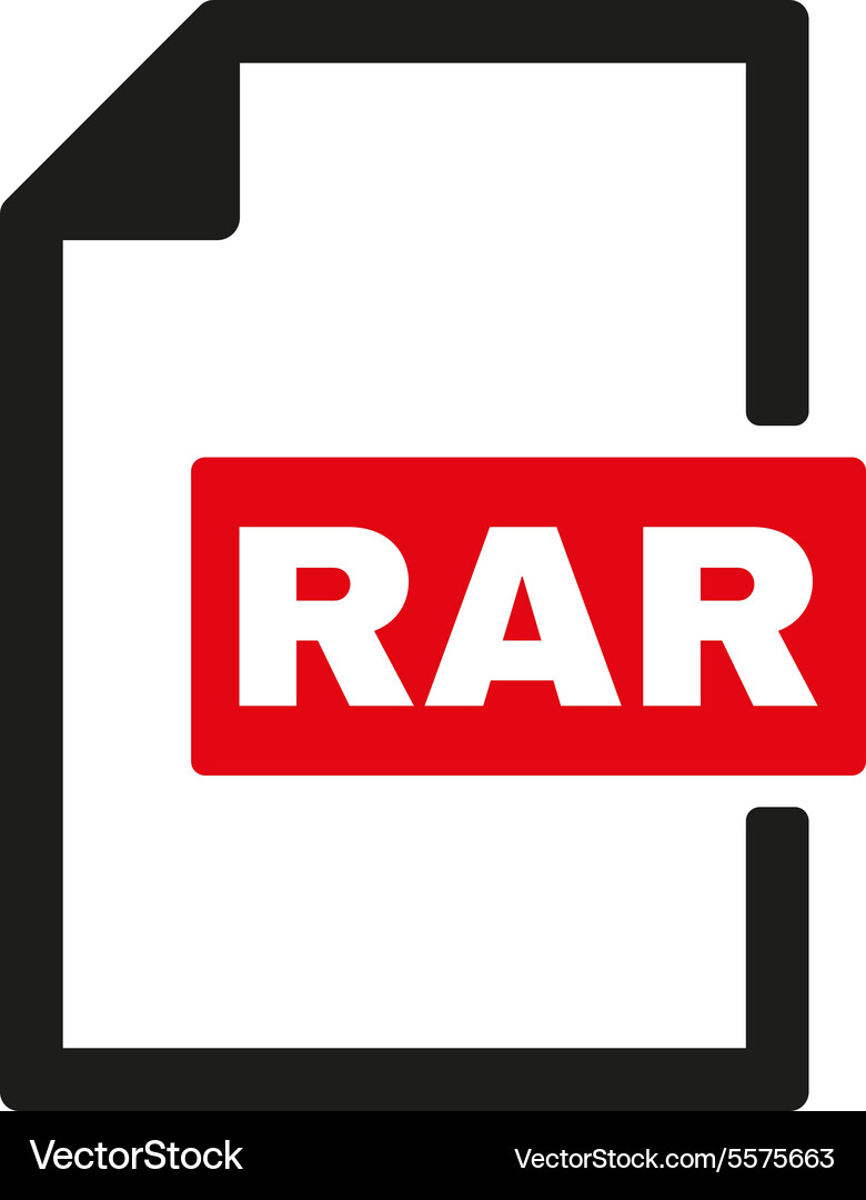 Rar file icon archive and compressed symbol Vector Image