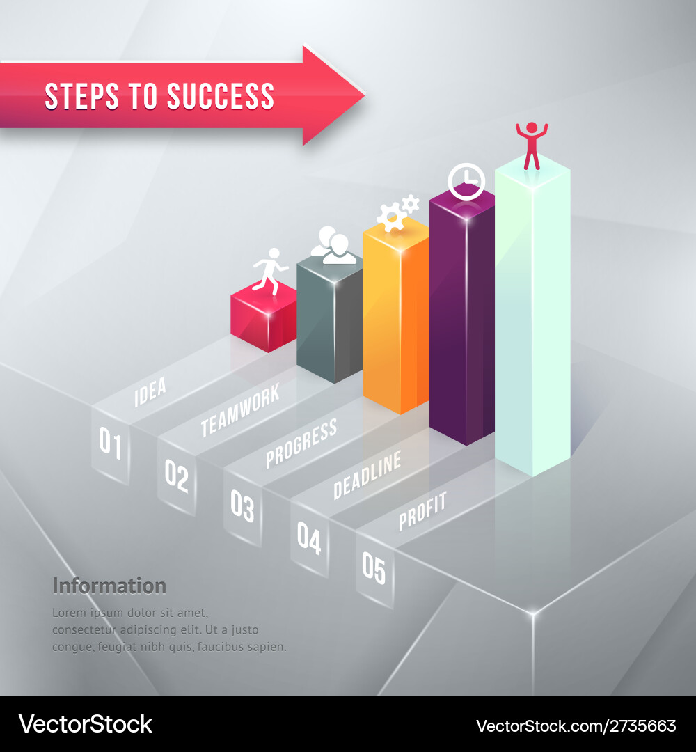 Road to success business chart infographic element