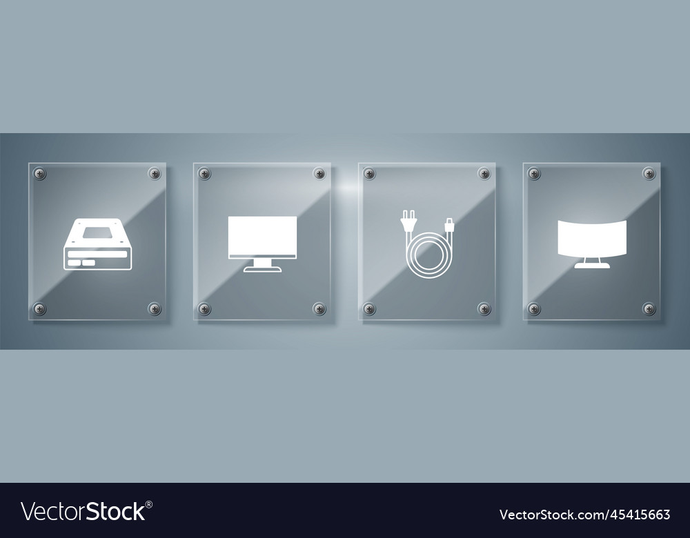 Set computer monitor screen electric plug Vector Image Set computer monitor screen electric plug Vector Image