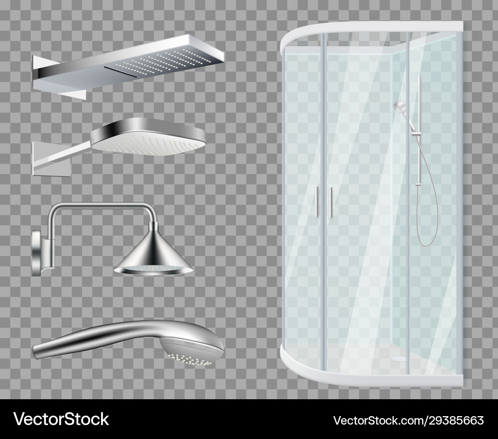 Shower stall shower heads realistic bathroom Vector Image