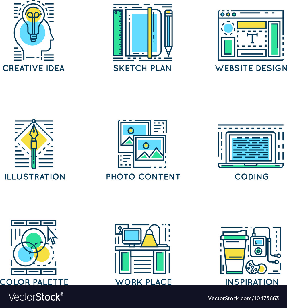 Web design linear symbols Royalty Free Vector Image