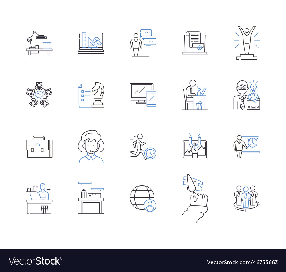 Working meeting outline icons collection Vector Image Working meeting outline icons collection Vector Image