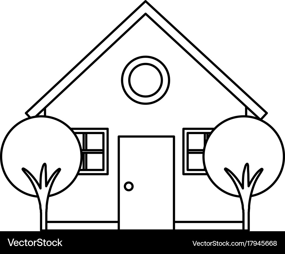 Beautiful house building with trees Royalty Free Vector