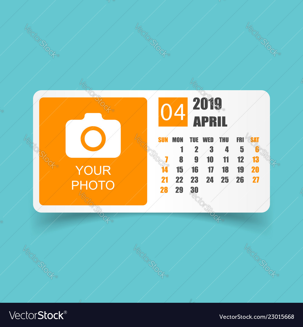 Calendar april 2019 year in simple style Vector Image