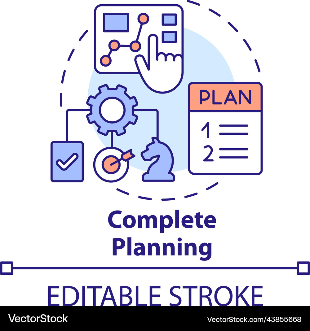 Complete planning concept icon Royalty Free Vector Image