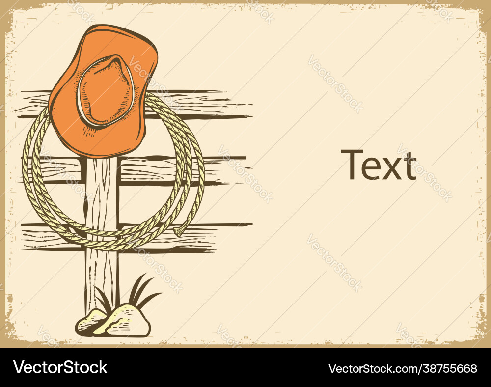 Cowboy american ranch background with hat Vector Image