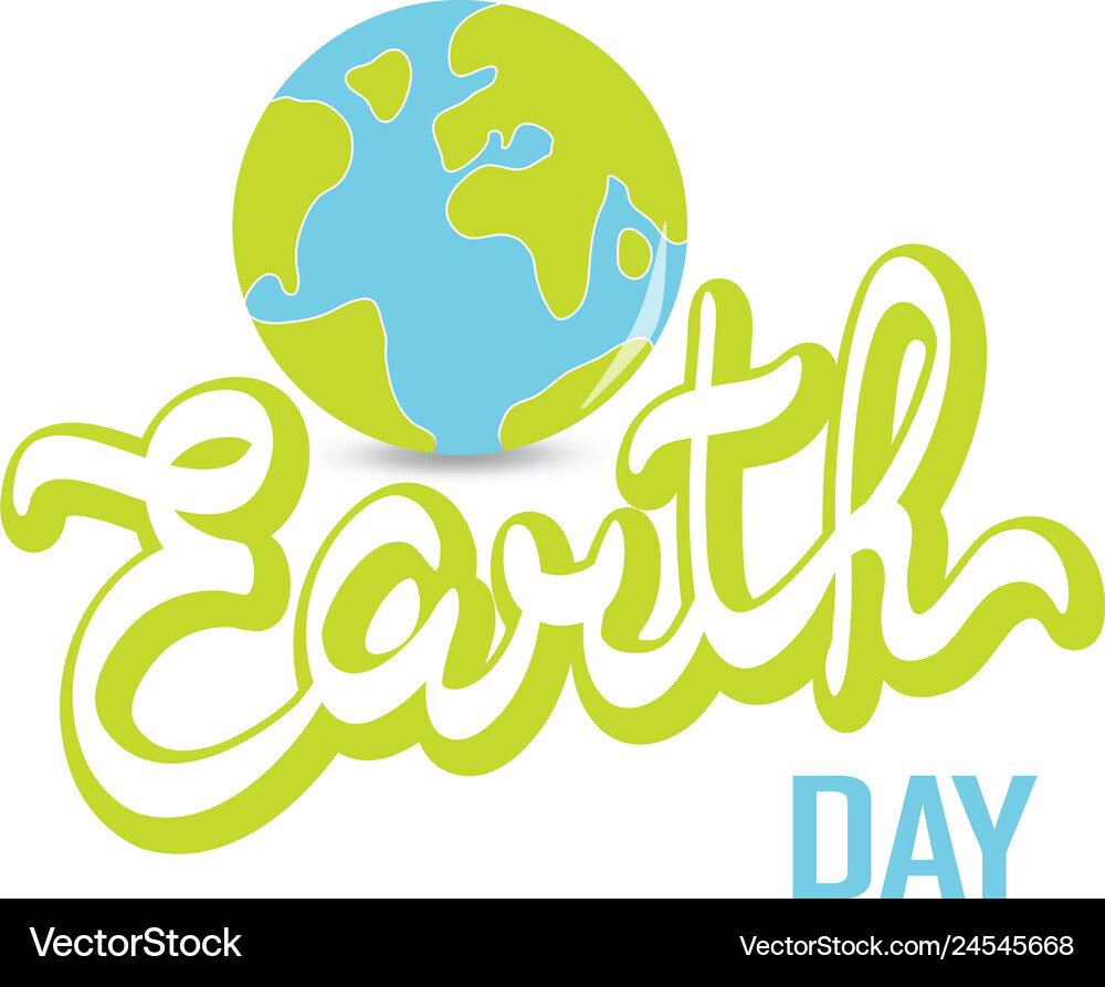 Earth day with hand drawn word planet Royalty Free Vector