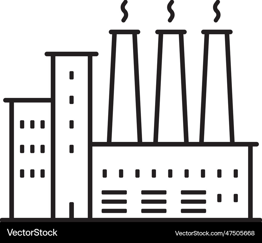 Factory outline icon industrial building Vector Image