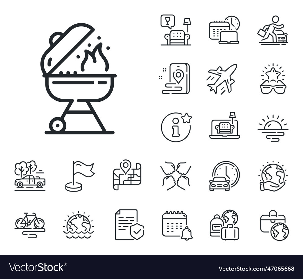 Grill line icon barbecue cooker for cooking food Vector Image