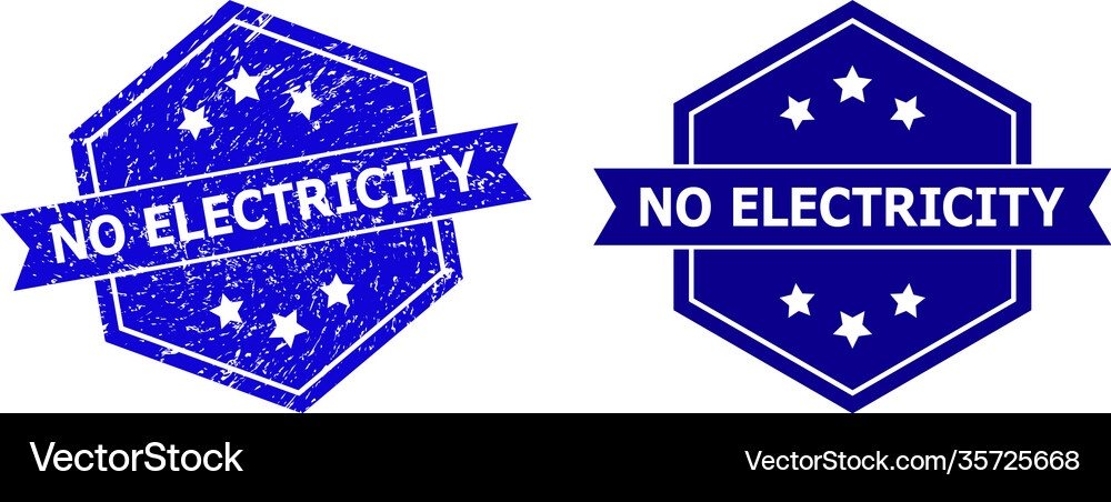 Hexagonal no electricity seal with distress style Vector Image