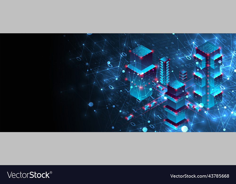 Isometric Big Data Concept Database Abstract Vector Image
