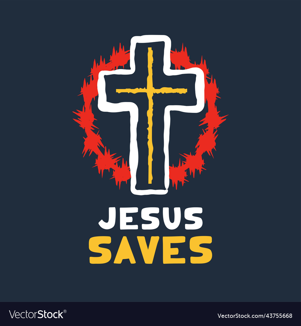 Jesus Saves Religious Lettering Brush Art Design Vector Image