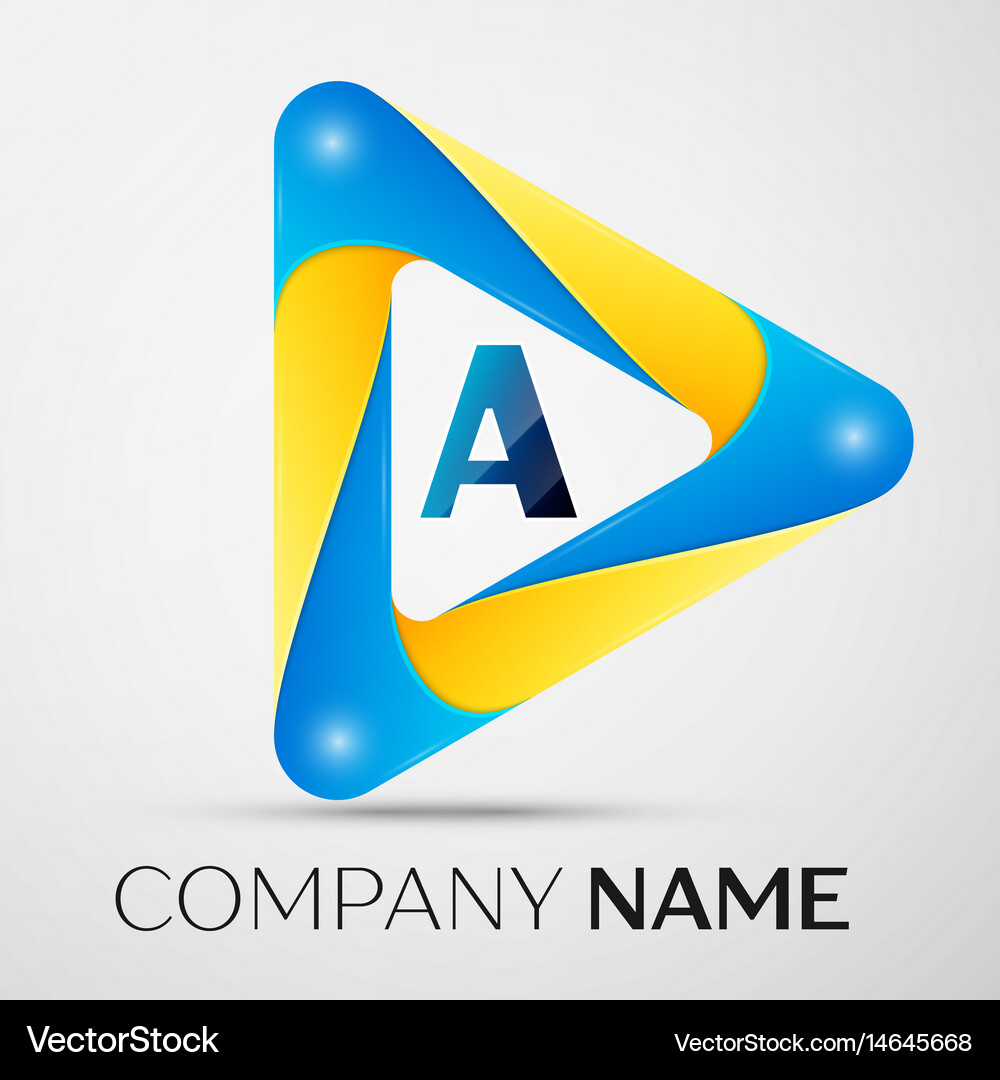 Letter a symbol in colorful triangle Royalty Free Vector