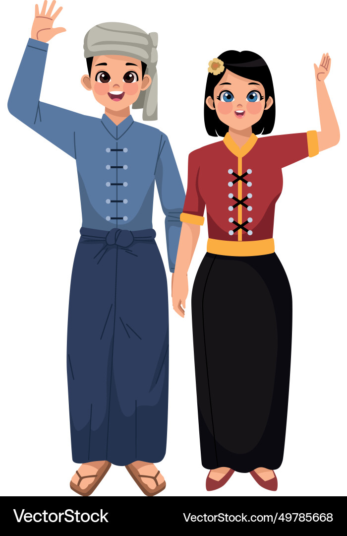 Myanmar man and woman Royalty Free Vector Image